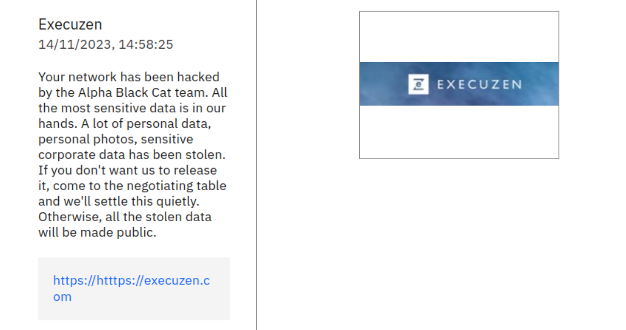 ALPHV Ransomware Group Attacks Execuzen Ltd. in a Brazen Data Breach