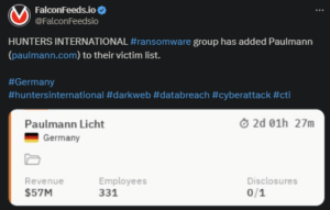 Hunters International Ransomware Hit a German Target